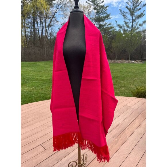 1950's Hot Neon Pink Pure Raw Silk Wrap Shawl | Accessories | Vintage ...